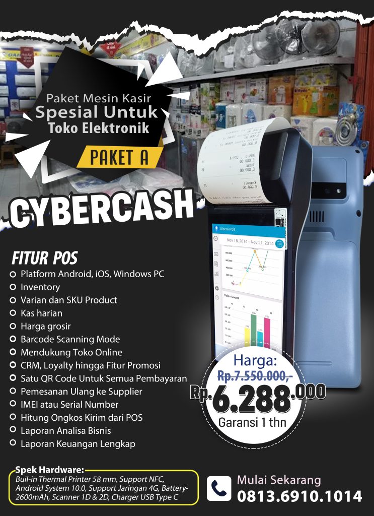 Perangkat Kasir CyberCash untuk Toko Elektronik: - Kios Barcode