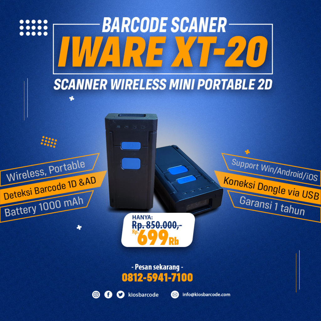 IWARE XT-20 Scanner Wireless Mini Portable 2D: Inovasi dalam Pemindai ...